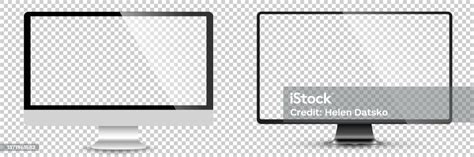 사실적인 현대의 얇은 프레임 디스플레이 컴퓨터 모니터 벡터 일러스트레이션 Png 0명에 대한 스톡 벡터 아트 및 기타 이미지