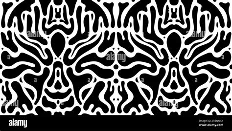 Vector Organic Shape Pattern Black And White Blob Seamless Background Floral Geometric