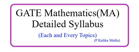 Gate 2021 Mathematicsma Modified Syllabus New P Kalika
