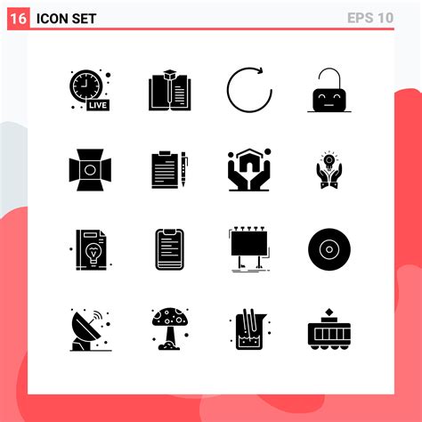 Pictogram Set Of Simple Solid Glyphs Of Studio Photo Clockwise Light Parental Editable Vector