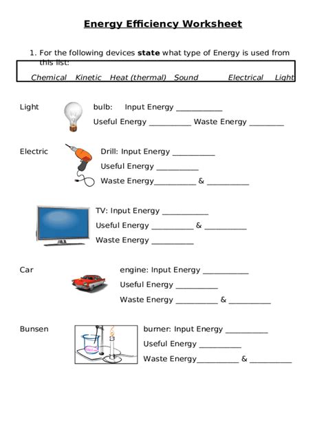 Energy And Efficiency Worksheetdocx Doc Template Pdffiller