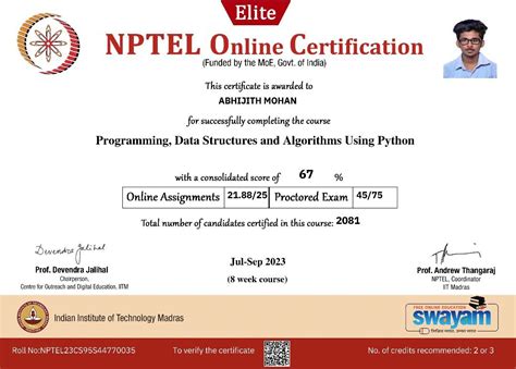 completed python course by nptel abhijith mohan posted on the topic