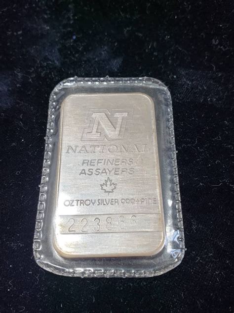 National Refiners Assayers 1 Oz 999 Silver Bar Canada Vintage Sealed