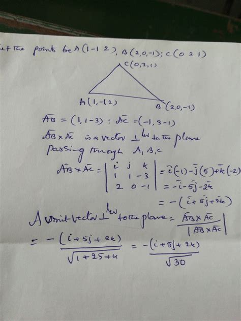 Unit Vector Perpendicular To The Plane Passing Through The Points I J
