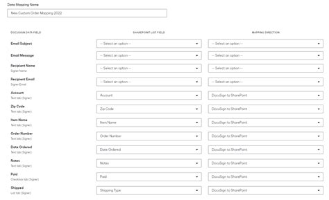 Prefill Docusign Envelopes From A Sharepoint List Step 3 Create A Data Mapping