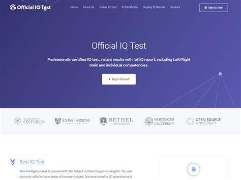 Official Iq Test · Cssfox Nominee November 16 2018 · Website Awards