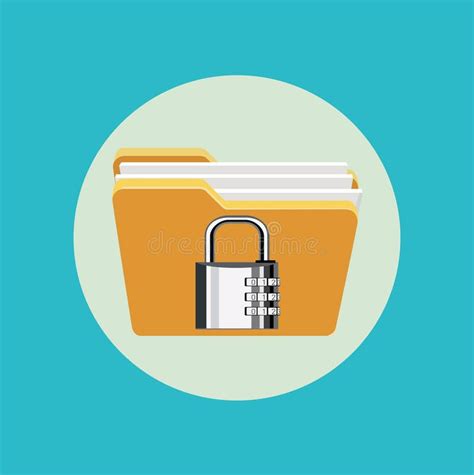 Folder With Metal Lock Flat Design Vector Stock Vector Illustration Of Dark Data