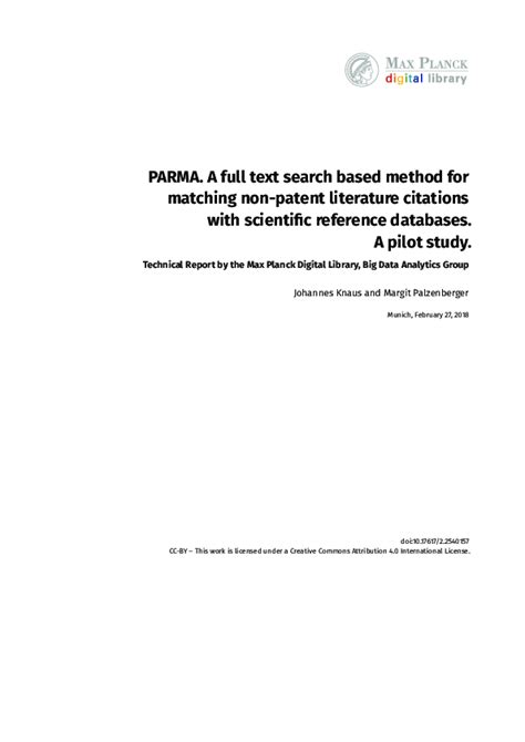Pdf Parma A Full Text Search Based Method For Matching Non Patent