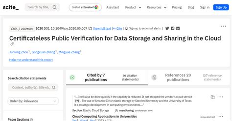 Certificateless Public Verification For Data Storage And Sharing In The Cloud [scite Report]