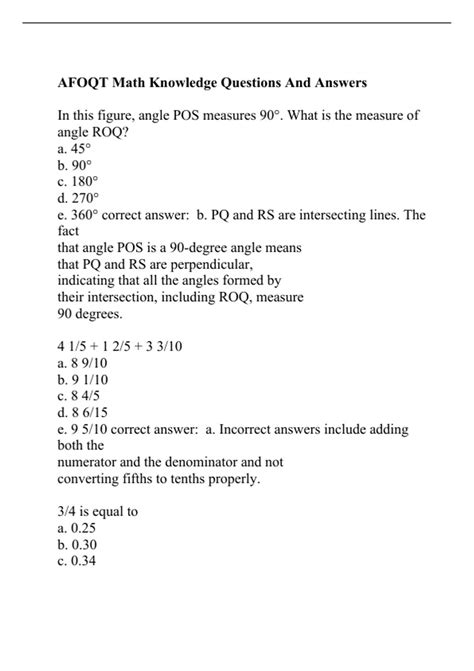 Afoqt Math Knowledge Questions And Answers Afoqt Stuvia Us