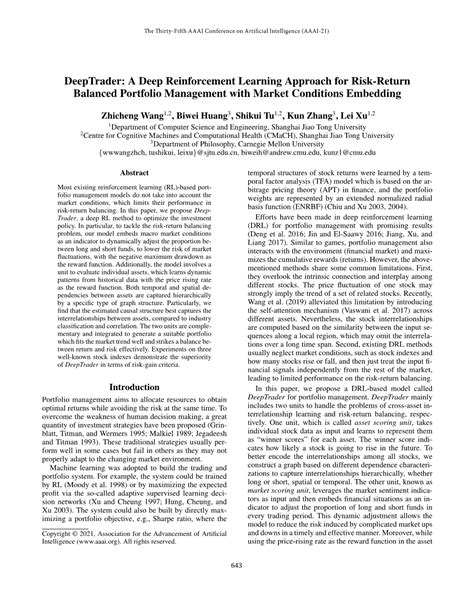 Deeptrader A Deep Reinforcement Learning Approach For Risk Return