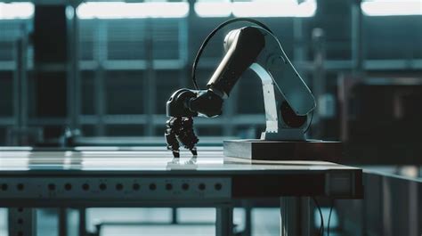 Robotic Arm In Factory Setting Premium Ai Generated Image