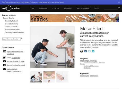 Exploratorium Science Snacks Motor Effect Activity For 9th 10th