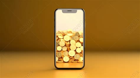 빈 화면 배경에 황금 동전을 갖춘 3d 휴대폰 렌더링 핸드폰 배경 휴대 배경 휴대폰 배경 이미지 Hd 핸드폰 휴대 휴대폰 배경 사진 무료 다운로드 Lovepik