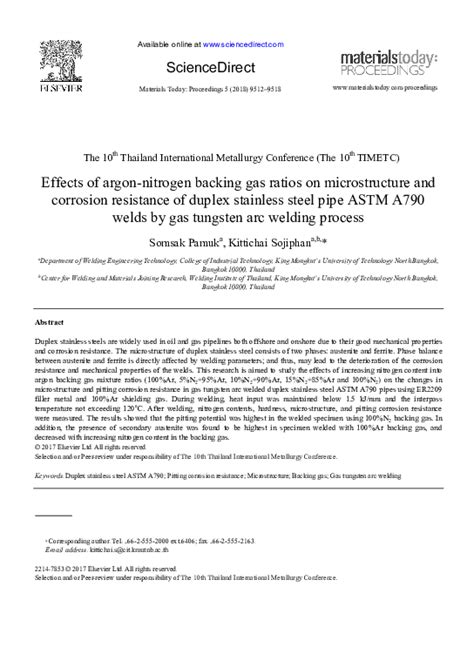 Pdf Effects Of Argon Nitrogen Backing Gas Ratios On Microstructure And Corrosion Resistance Of
