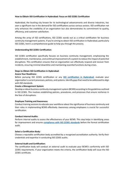 Ppt How To Obtain Iso Certification In Hyderabad Powerpoint