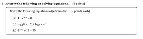 Solved Answer The Following On Solving Equations Chegg Com