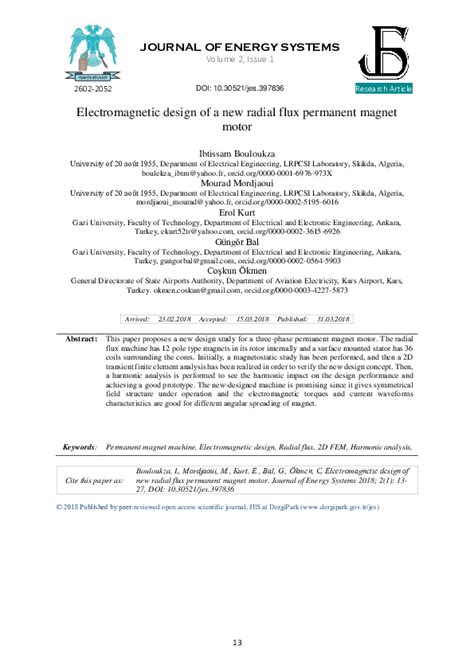 Pdf Electromagnetic Design Of A New Radial Flux Permanent Magnet Motor