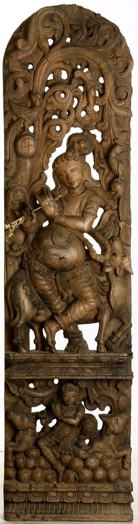 Large Size Dhenu Venu Gopal Under Kadamba And Around Mount Govardhana Exotic India Art
