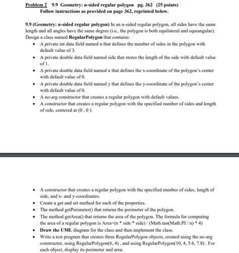 problem 2 9 9 geometry n sided regular polygon pg 362 25 points