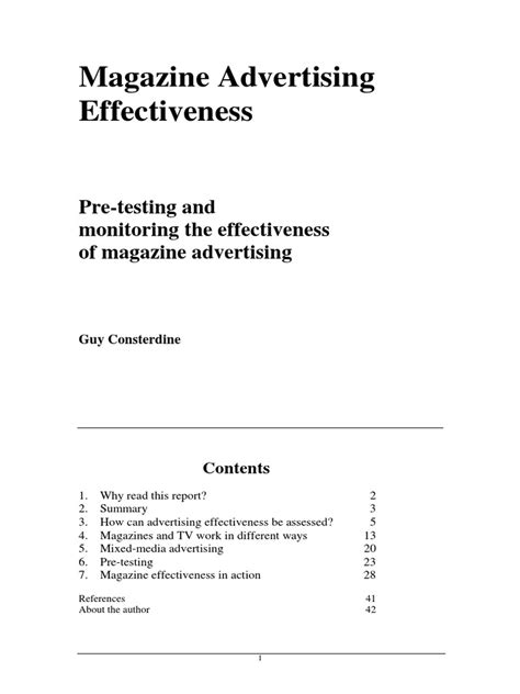 Research On Magazine Advertisement Effectiveness Pdf Advertising