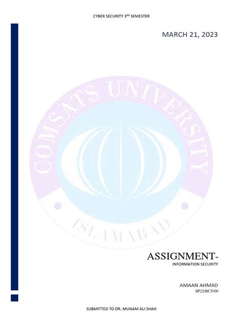 Assignment 01 Amaan Ahmad Sp22 Bct 004 Cui Pdf Security Computer Security