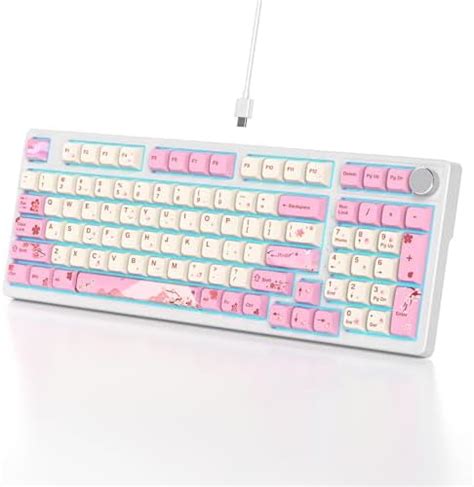 Ussixchare Wired Creamy Gaming Keyboard With Number Pad Hot Swappable Mechanical Keyboard
