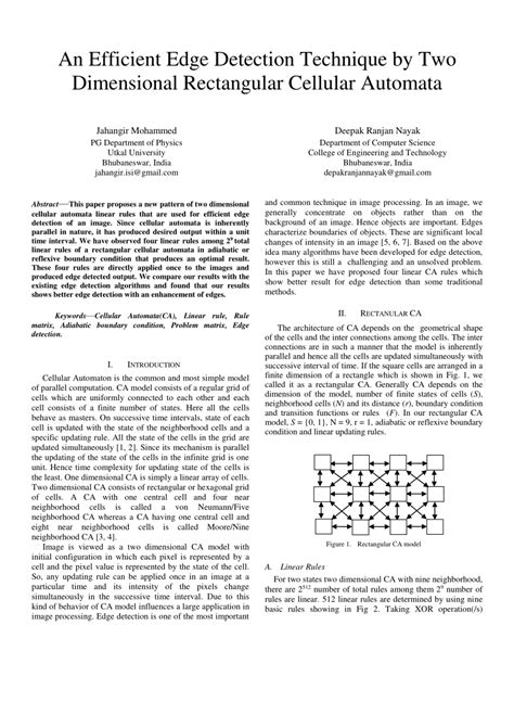 Pdf An Efficient Edge Detection Technique By Two Dimensional