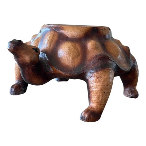 Vintage Leather Tortoise Foot Stool Chairish