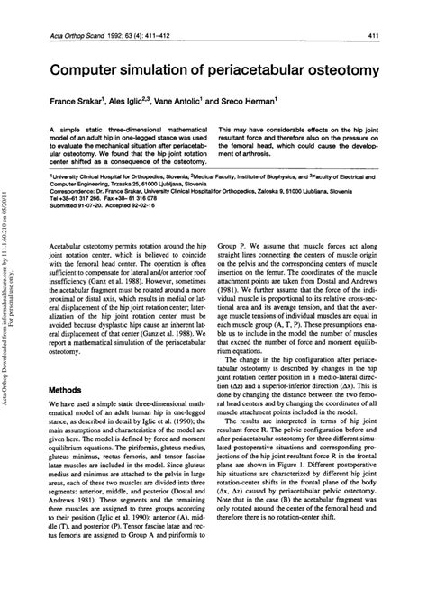 Pdf Computer Simulation Of Periacetabular Osteotomy