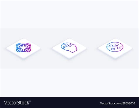 Set Isometric Line Project Team Base Human Head Vector Image