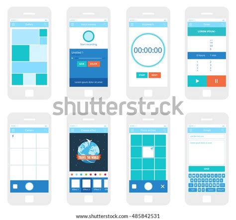Mobile App Ui Kit Gallery Screen 库存矢量图（免版税）485842531 Shutterstock