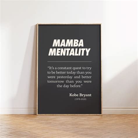 Kobe Bryant Poster Mamba Mentality Wall Art Basketball Quotes Bet On