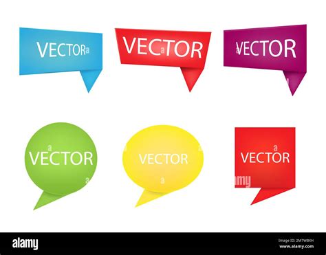 Set Of Vector Banner Annotation Ribbon Speech Bubble Isolated On White Background Vector