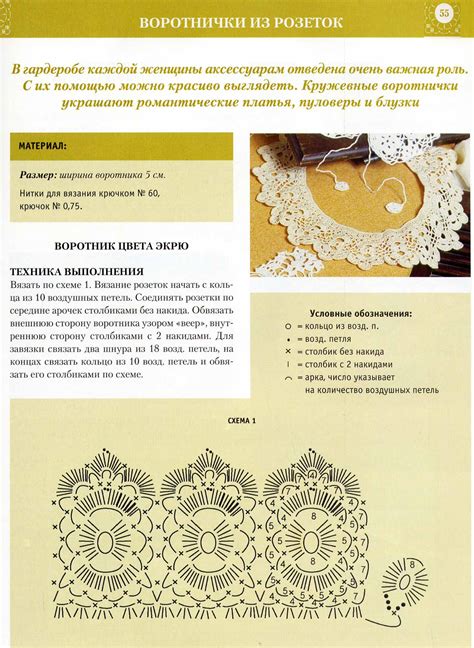 Красивый воротничок крючком схема и описание