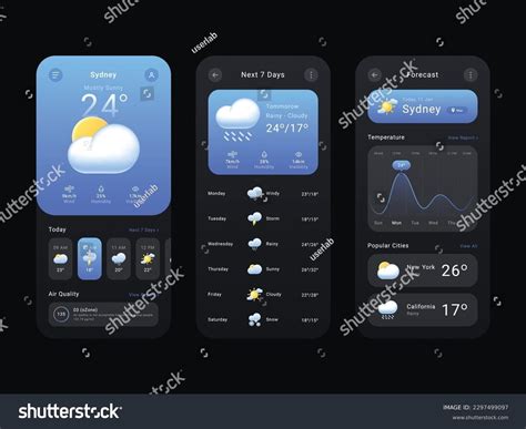 Weather App Ui Template Editable Vector Stock Vector Royalty Free
