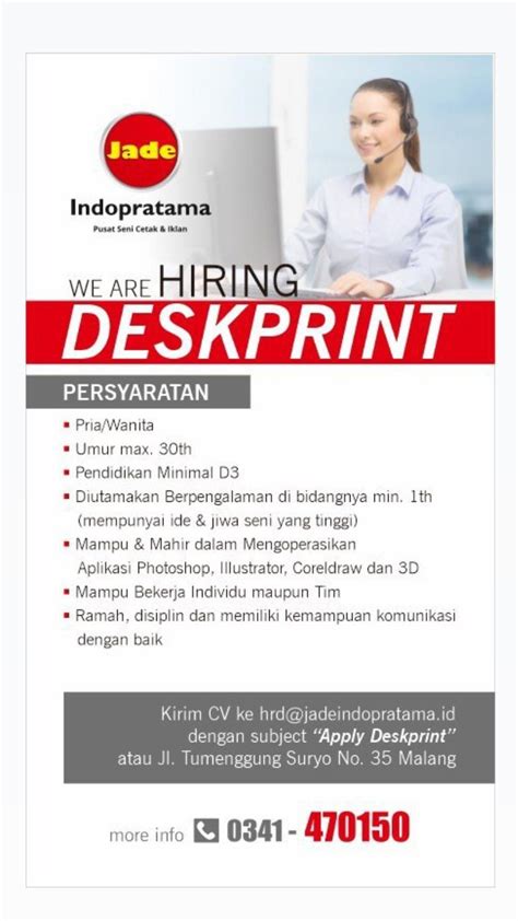 Deskprint Operator Mesin Ctp Jade Indo Pratama Ika Um