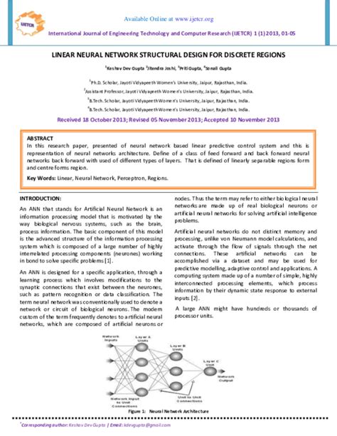Pdf Linear Neural Network Structural Design For Discrete Regions