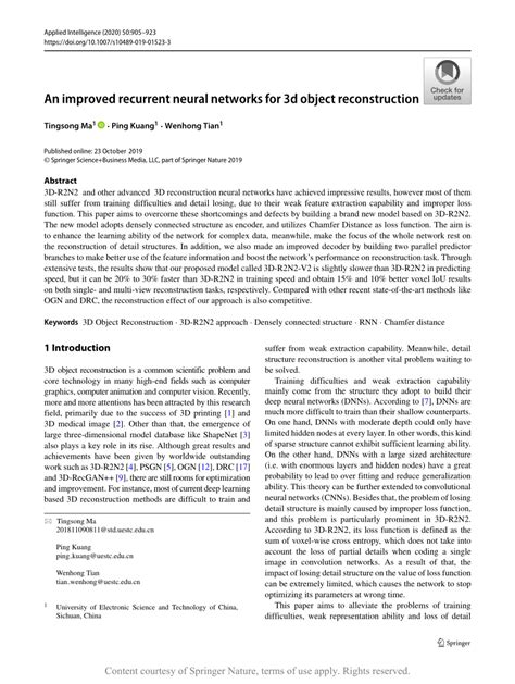 An Improved Recurrent Neural Networks For 3d Object Reconstruction Request Pdf