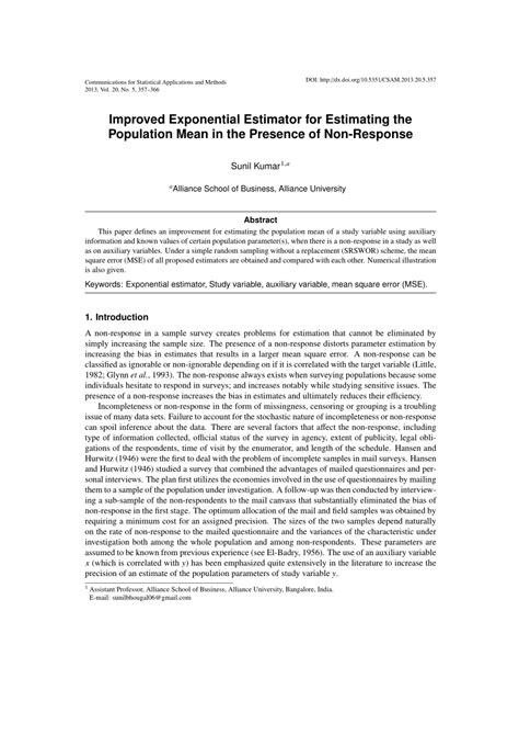 Pdf Improved Exponential Estimator For Estimating The Population Mean