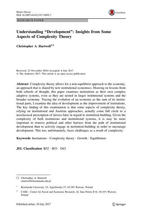 Pdf Understanding “development” Insights From Some Aspects Of Complexity Theory