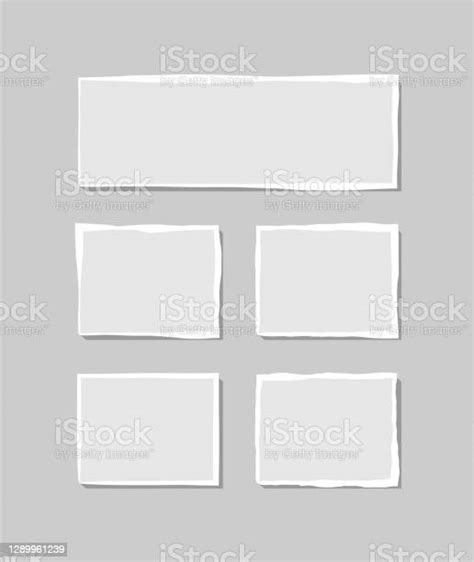 찢어진 흰색 노트 세트 회색 배경에 고립 된 다양한 모양의 찢어진 종이 조각 벡터 그림입니다 0명에 대한 스톡 벡터 아트 및 기타 이미지 Istock