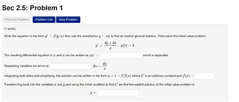 Solved A First Order Linear Equation In The Form Chegg Com