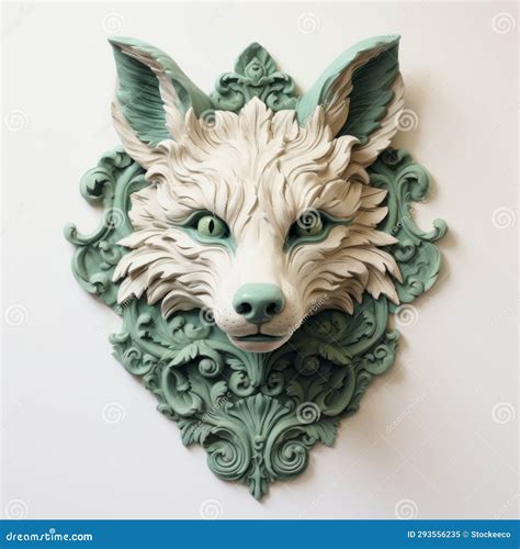Ornate Fox Head Neo Plasticism Inspired Rococo Wall Art Stock Image 293556235