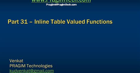 Sql Server Net And C Video Tutorial Part 31 Inline Table Valued