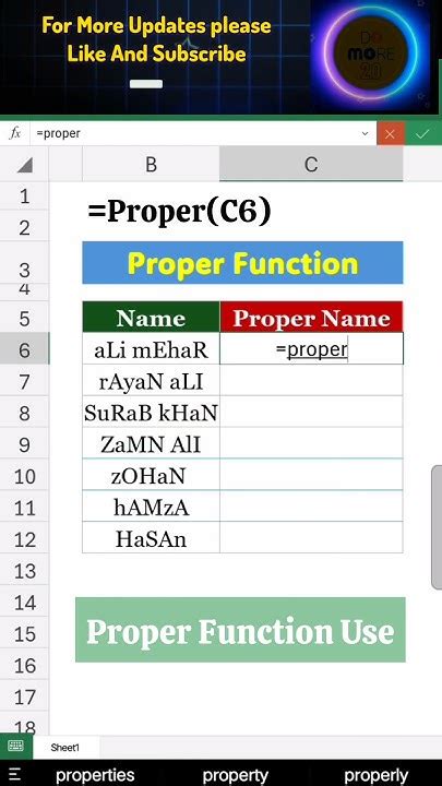 Proper Function In Excel Exceltips Excelformula Exceltricks Education Domore 20
