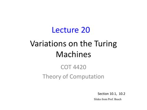 variations on the turing machines lecture 20 cot 4420