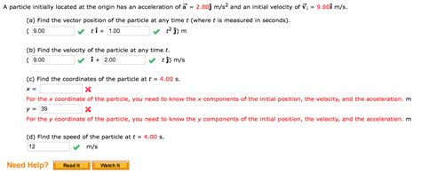 solved a particle initially located at the origin has an