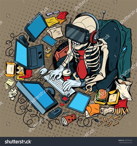 Skeleton Programmer Virtual Reality Pop Art Stock Vector Royalty Free 498755824 Shutterstock