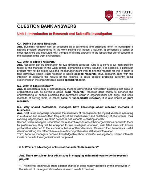Module 1 Qba Question Bank Answers Unit 1 Introduction To Research